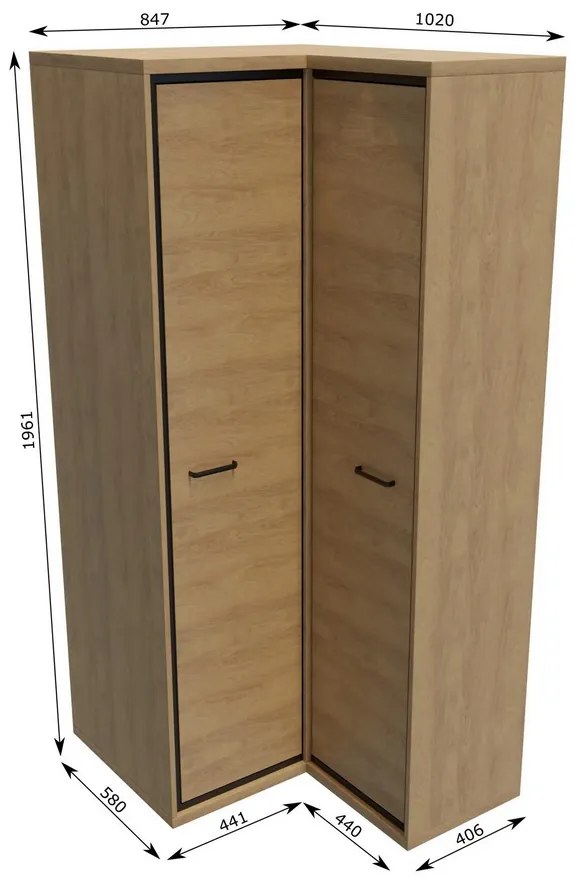 Casarredo Šatní skříň rohová PILETAS M-14 dub hickory