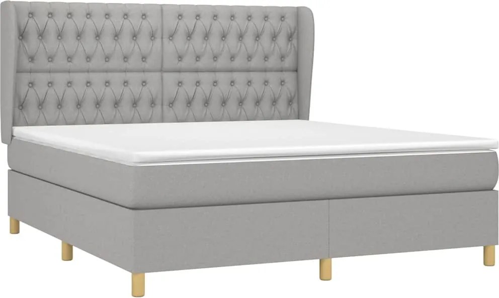 Box spring postel s matrací světle šedá 180 x 200 cm textil 3128781