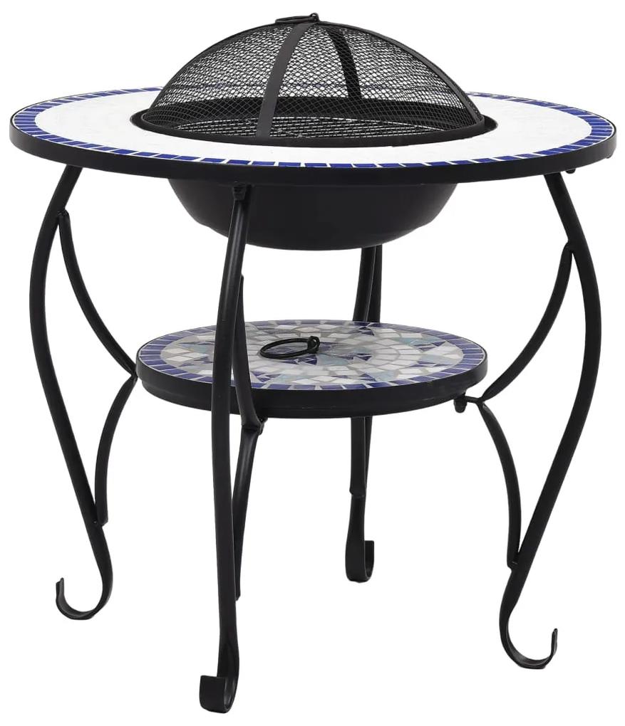 Mozaikový stolek s ohništěm modrý a bílý 68 cm keramika,  46724 HangarStore.cz