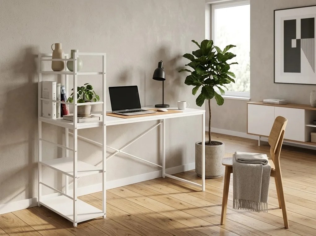 Psací stůl MAX 4.0 s regálem 120x44 cm, bílý