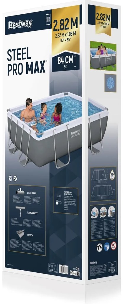 Bestway 56629 Zahradní bazén Power Steel 282 cm x 196 cm x 84 cm