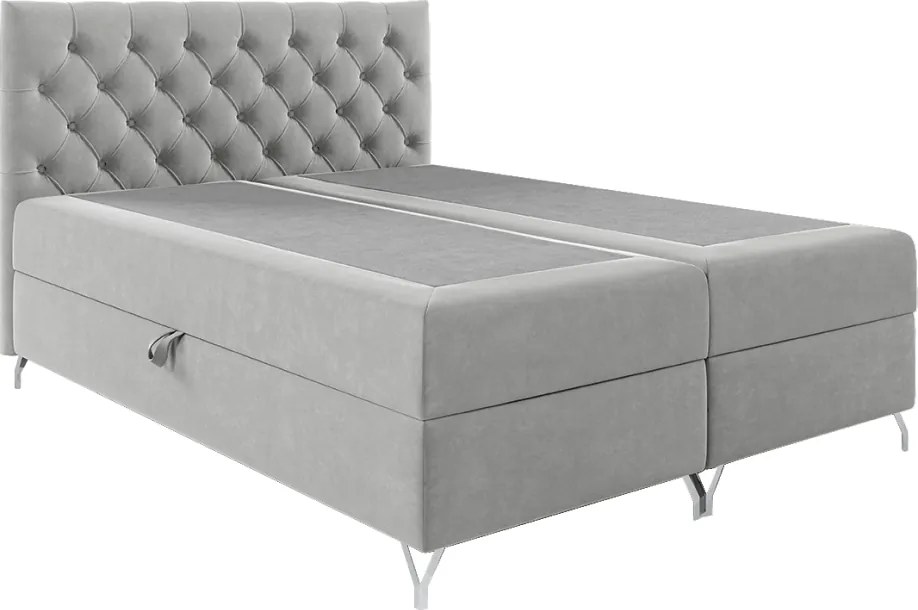 Boxspringová postel, 160x200, světle šedá látka Velvet, GULIETTE + dárek