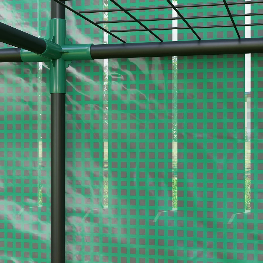 Outsunny Mini skleník s 3patrovou policí, plastové krytí, odolný proti UV, přenosný, rolovací dveře, 144 x 48 x 152 cm, zelená