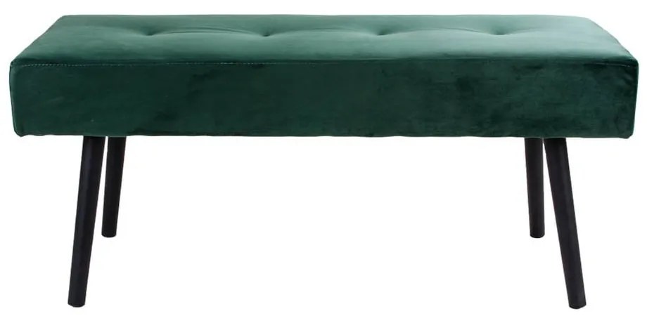 Tmavě zelená polstrovaná lavice se sametovým potahem House Nordic Skiby, 100 x 35 cm