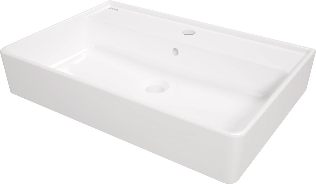 Deante Temisto, keramické umyvadlo na desku/závěsné s poličkou pod baterii 610x410x112 mm, bílá, CDT_6U7S
