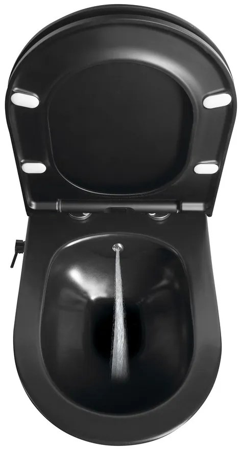 Sapho AVVA závěsná WC mísa Rimless 35,5 x 53 cm integrovaná baterie a bidet sprška černá mat 100315-110