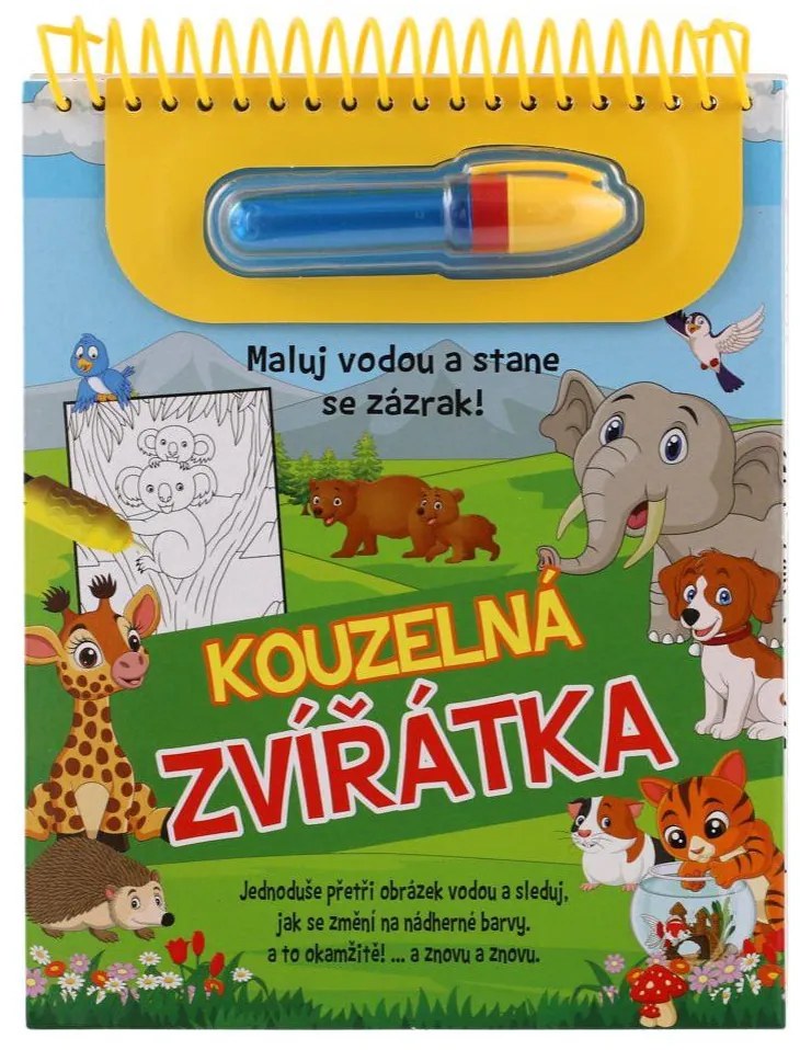 FONI Book Kouzelné malování vodou/blok s tužkou Kouzelná zvířátka v sáčku 18x24x4cm