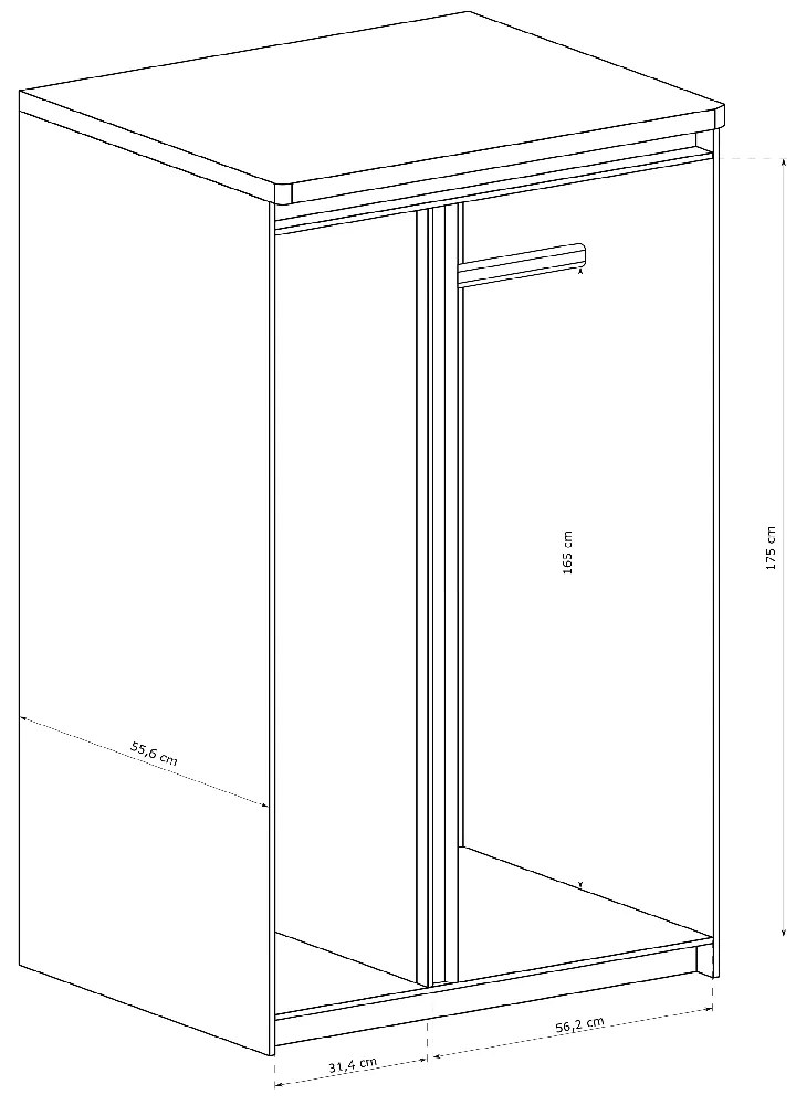 LIVINIO | šatní skříň L-1 | 98 cm | ribbeck/bílá lesk
