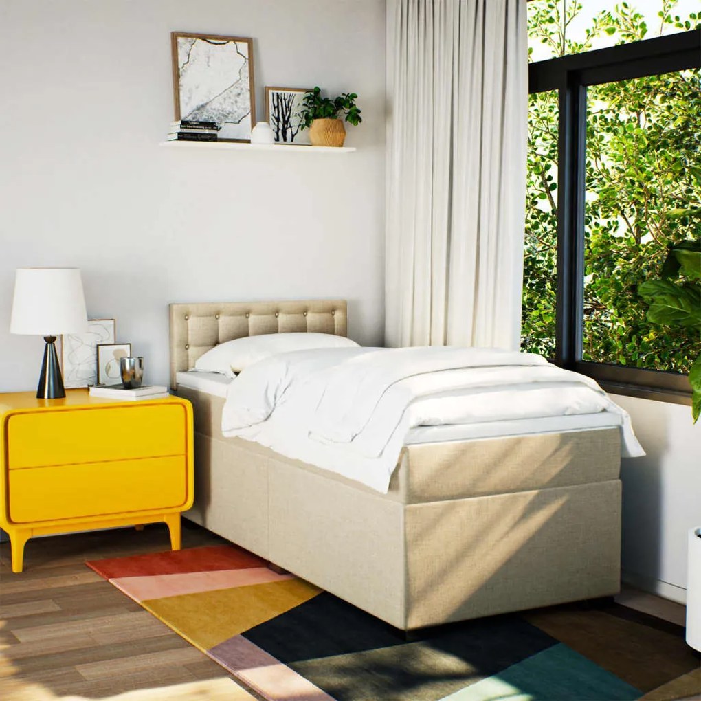 Box spring postel s matrací krémová 100 x 200 cm textil 3288118