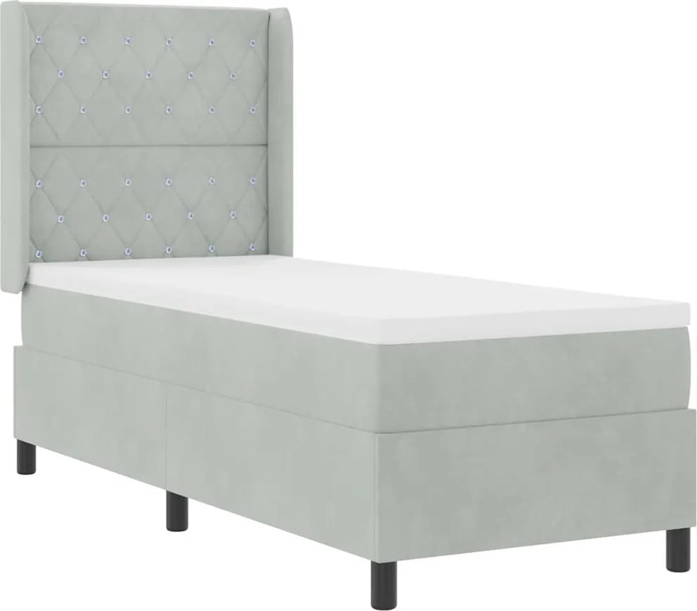 Postel s boxspringem s matrací Světle šedá 80 x 200 cm samet 3341924