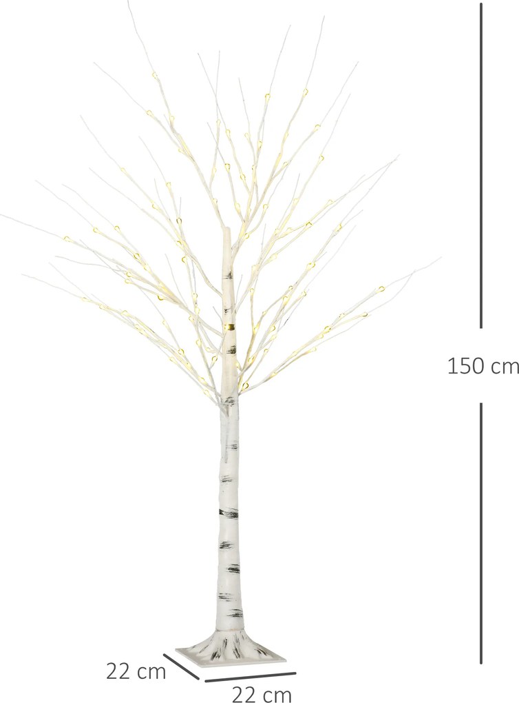 HOMCOM Umělá bříza 150 cm s LED diodami, vánoční dekorace umělá bříza na párty, narozeniny a svatbu | Aosom.de