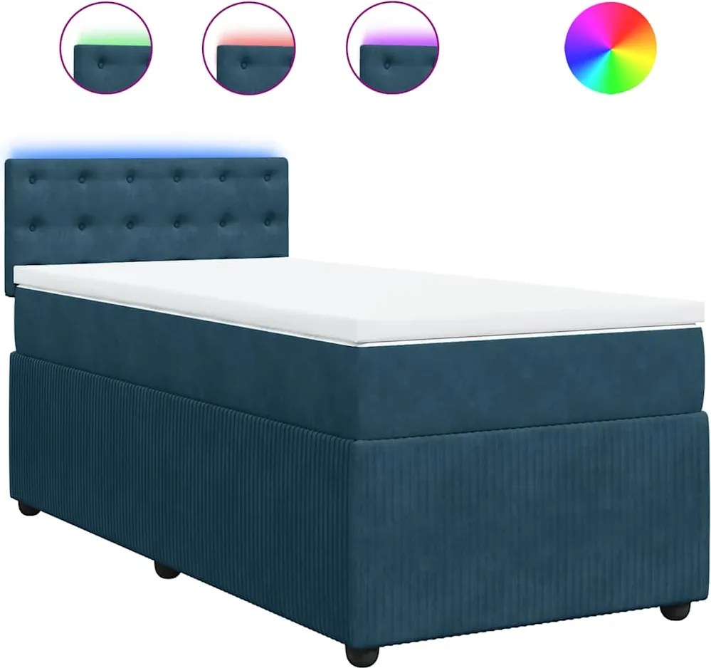 Box spring postel s matrací modrá 100 x 200 cm samet 3289978