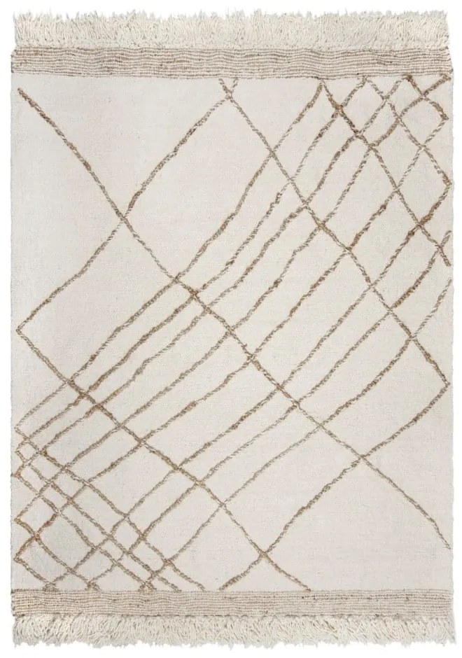 Krémový ručně tkaný koberec s příměsí vlny 160x230 cm Astera Linear – Flair Rugs