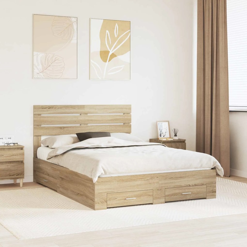 Rám postele s čelo Sonoma dub 150 x 200 cm Kompozitní dřevo 3411631