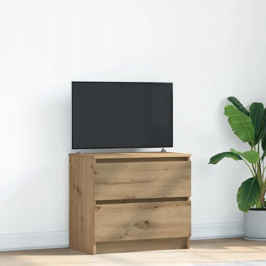 Tv Skříňka Betonově Šedá 100X35X54 Cm Kompozitní Dřevo artisian oak 60 cm