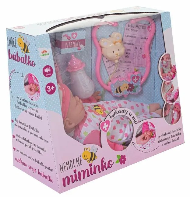 Teddies Nemocné miminko 36 cm s doplňky