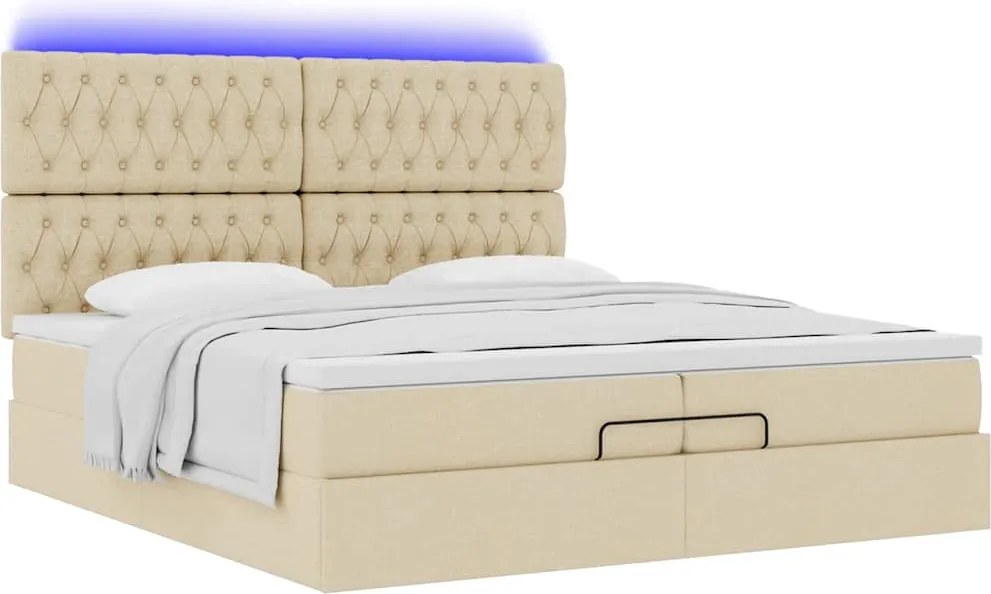 Osmanský rám postele s matrací krémová 200x200cm textil 3314119