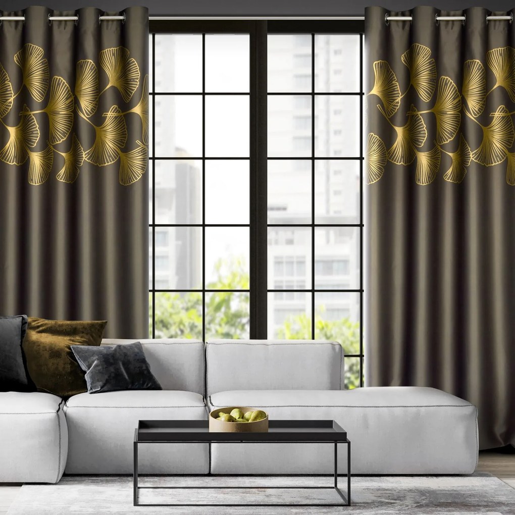 ZATEMŇOVACÍ ZÁVĚS NA KROUŽCÍCH HARMONY 140X250 CM HNĚDÁ