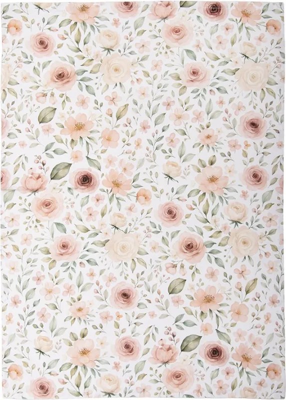 Bílá bavlněná utěrka s růžemi Soft Romantic Blush - 50*70 cm