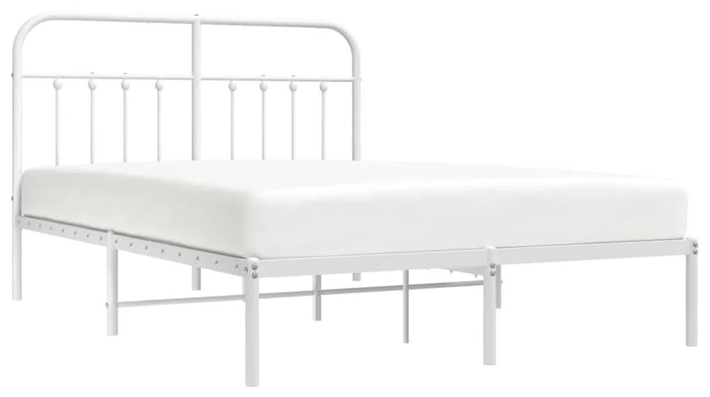 Kovový rám postele s čelem bílý 135 x 190 cm