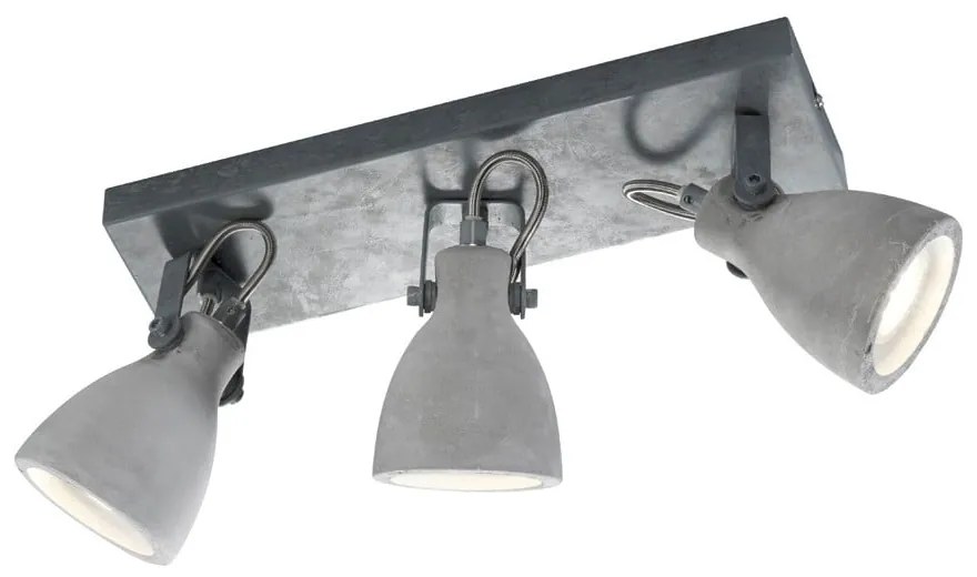 Šedé nástěnné svítidlo na 3 žárovky Trio Concrete, délka 35 cm
