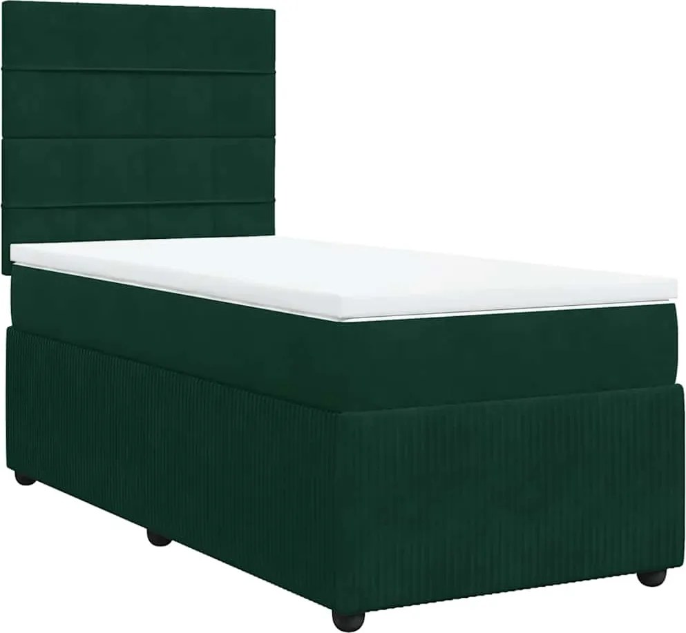 Box spring postel s matrací tmavě zelená 100x200 cm samet 3292265