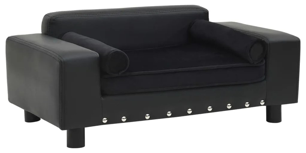 Pohovka pro psy černá 81 x 43 x 31 cm plyš a umělá kůže 170954