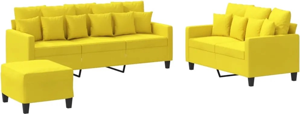 3dílná sedací souprava s poduškami světle žlutá textil 3201677
