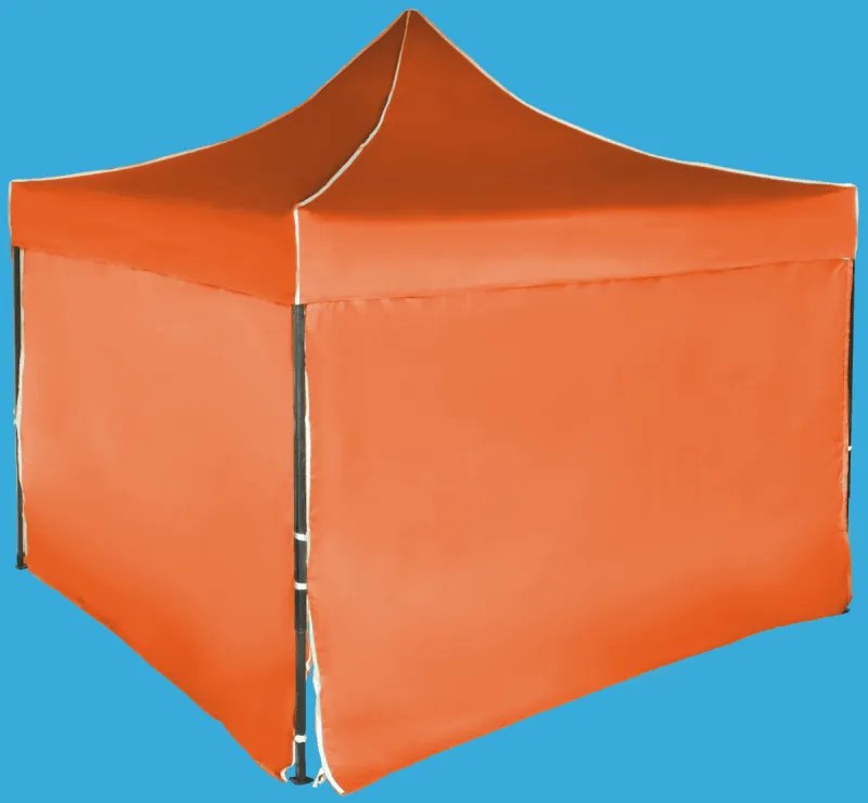Nůžkový stan 3x3m ocelový, 4 boční plachty, Oranžová