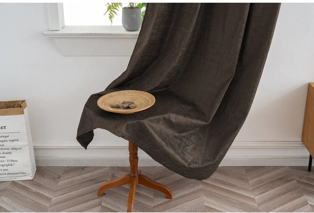 Zatemňovací závěs LOOM VELVET 140x250 cm, hnědý Zavěšení: Kovové kroužky