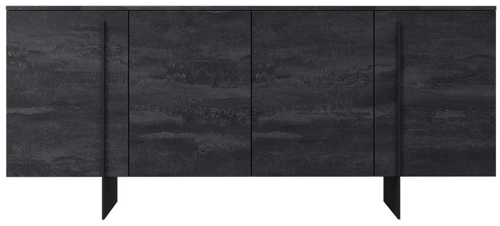 Komoda Larena 200 cm - černý beton / černé nožky