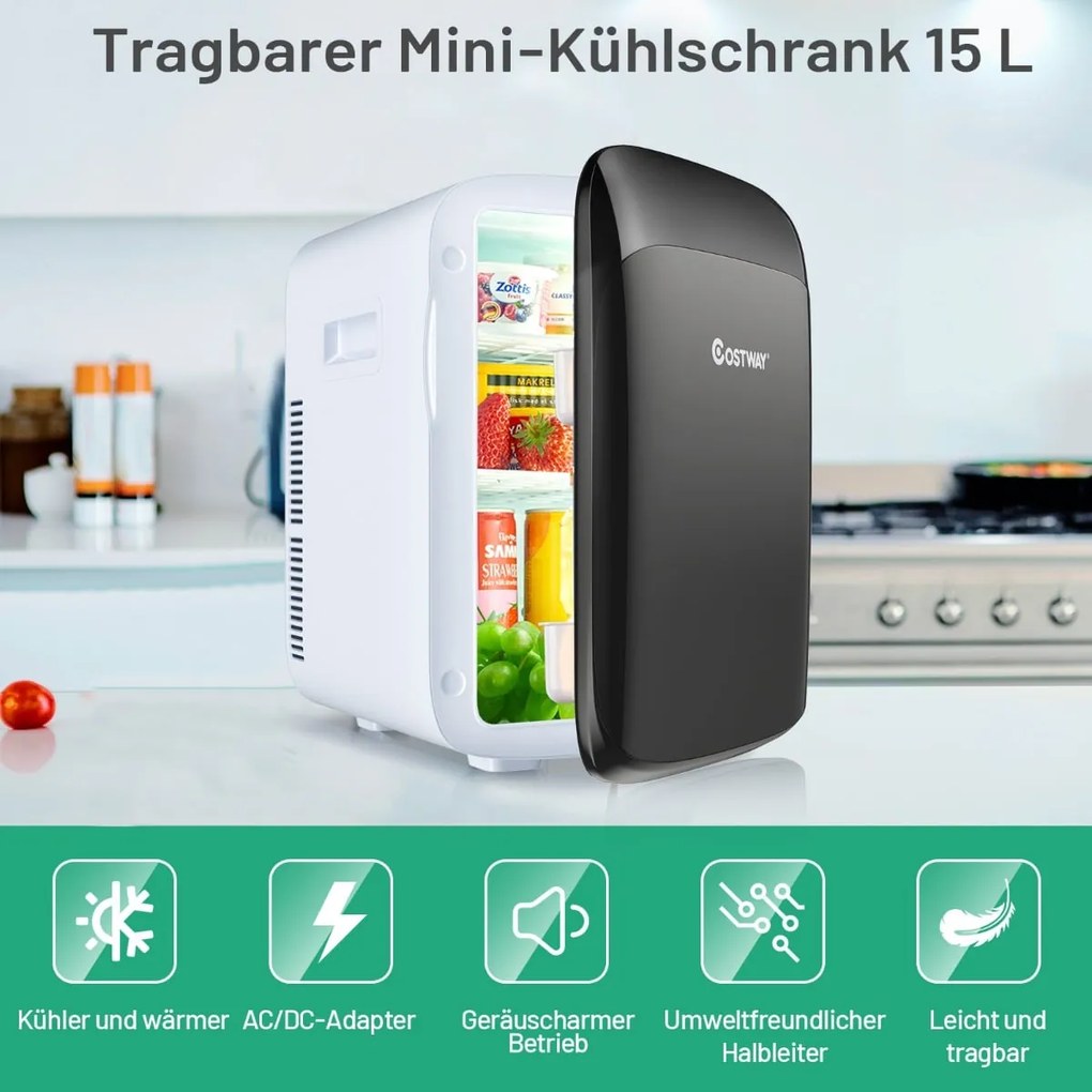 Costway 15 L mini lednice 2 v 1 Přenosná mraznička s funkcí chlazení a ohřevu