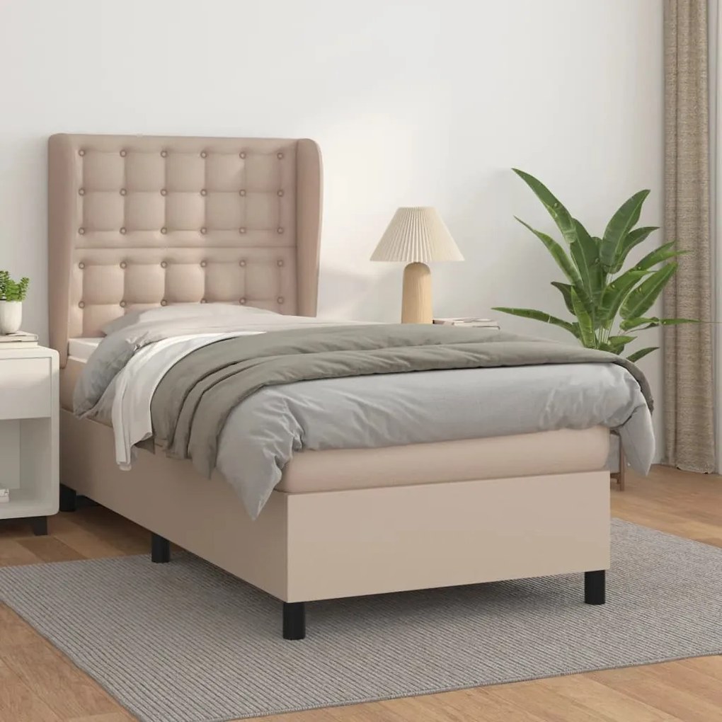 Box spring postel s matrací cappuccino 90x190 cm umělá kůže