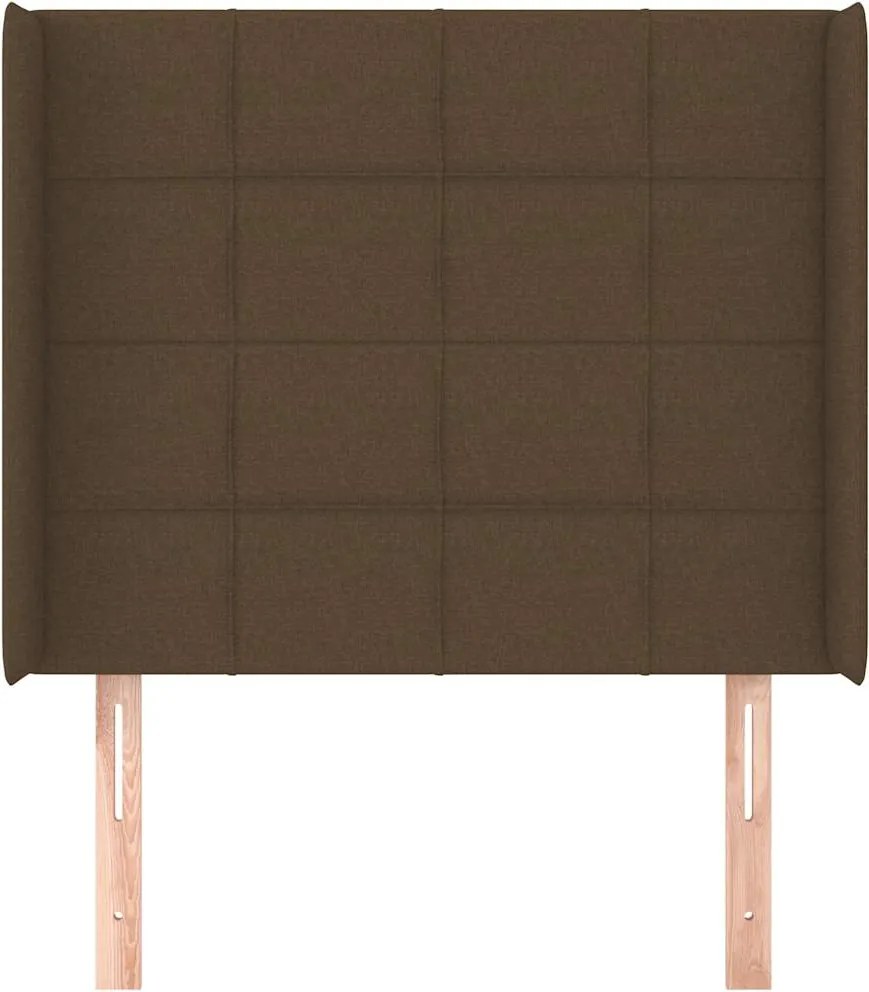 Čelo postele typu ušák tmavě hnědé 83x16x118/128 cm textil 3119557