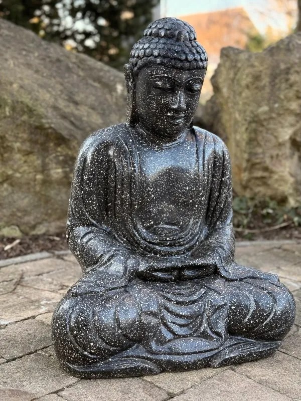 Socha Buddha z terrazza (teraco) 60 cm – ruční výroba Jáva