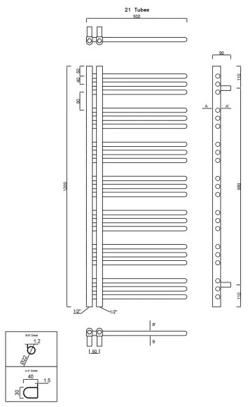 Sapho - Koupelnový radiátor DORLION 400W/230V 50x120 cm matná černá
