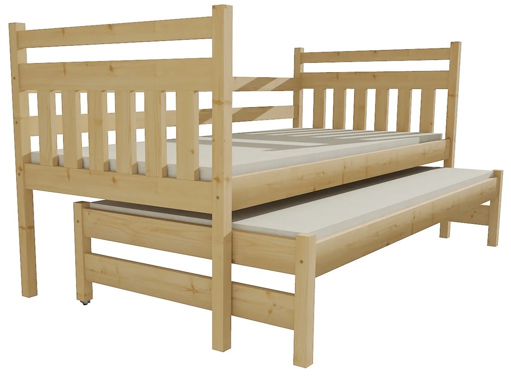 Vomaks Dětská postel s výsuvnou přistýlkou DPV 029 (netransparentní barva fialová, 2 kusy úložných prostor, 90 x 200 cm)