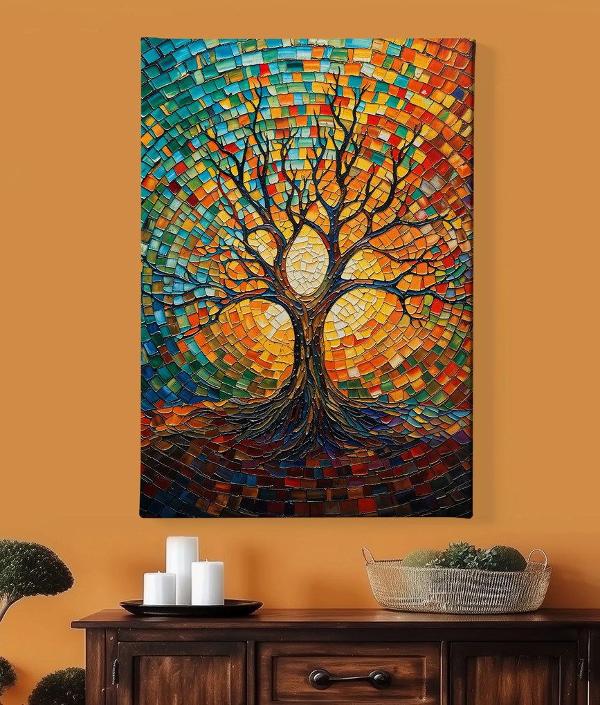 Obraz na plátně - Strom života Kaleidoskop přírody FeelHappy.cz Velikost obrazu (šířka x výška): 180 x 120 cm