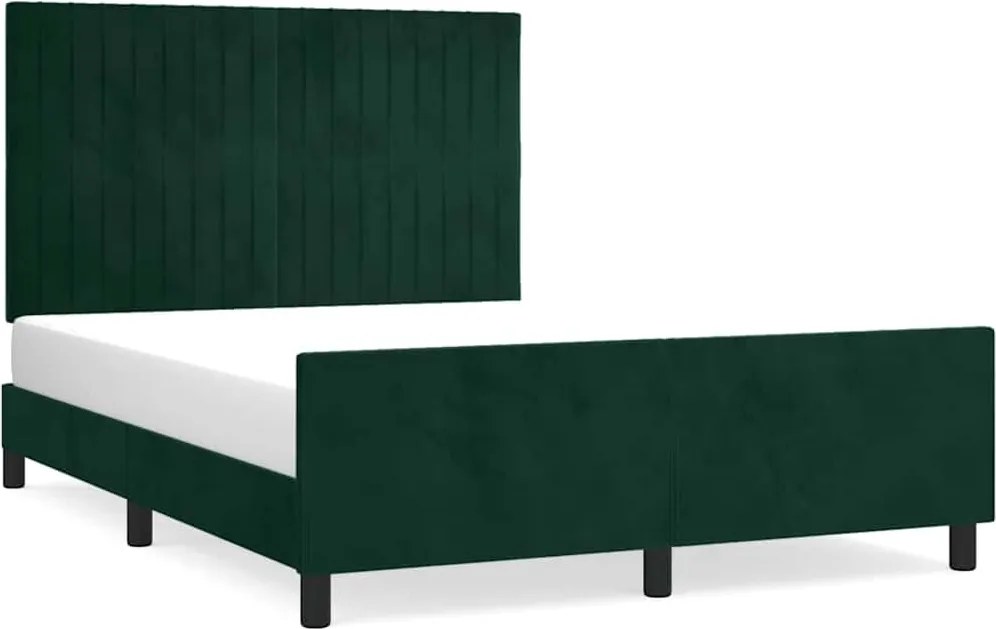 Rám postele bez matrace tmavě zelená 140 x 200 cm samet 3125882