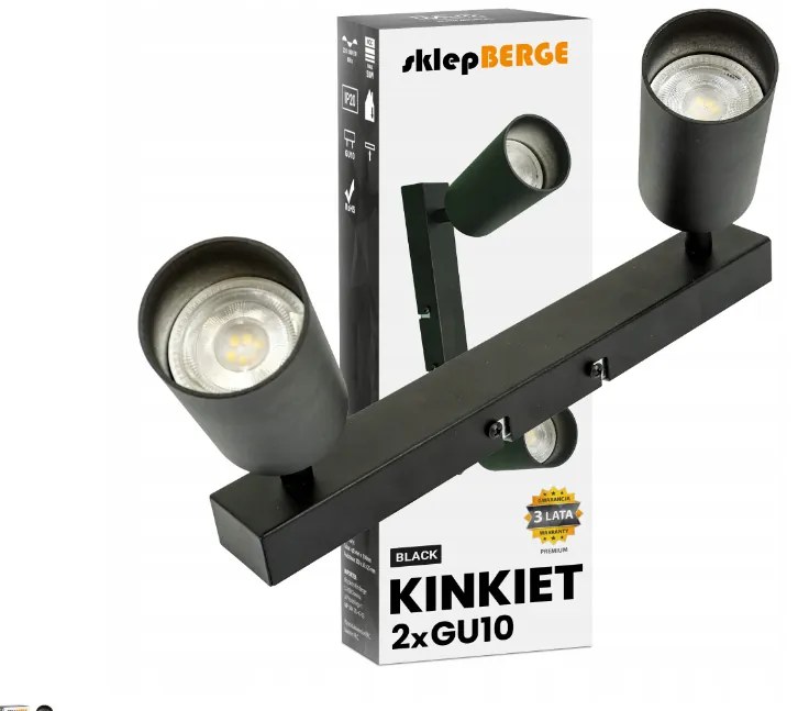 BERGE Stropní bodové svítidlo LED VIKI-X 2x GU10 - černé