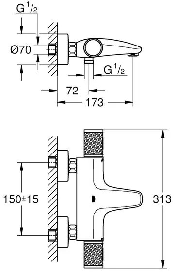 Grohe Precision Feel Termostatická vanová baterie, chrom 34788000