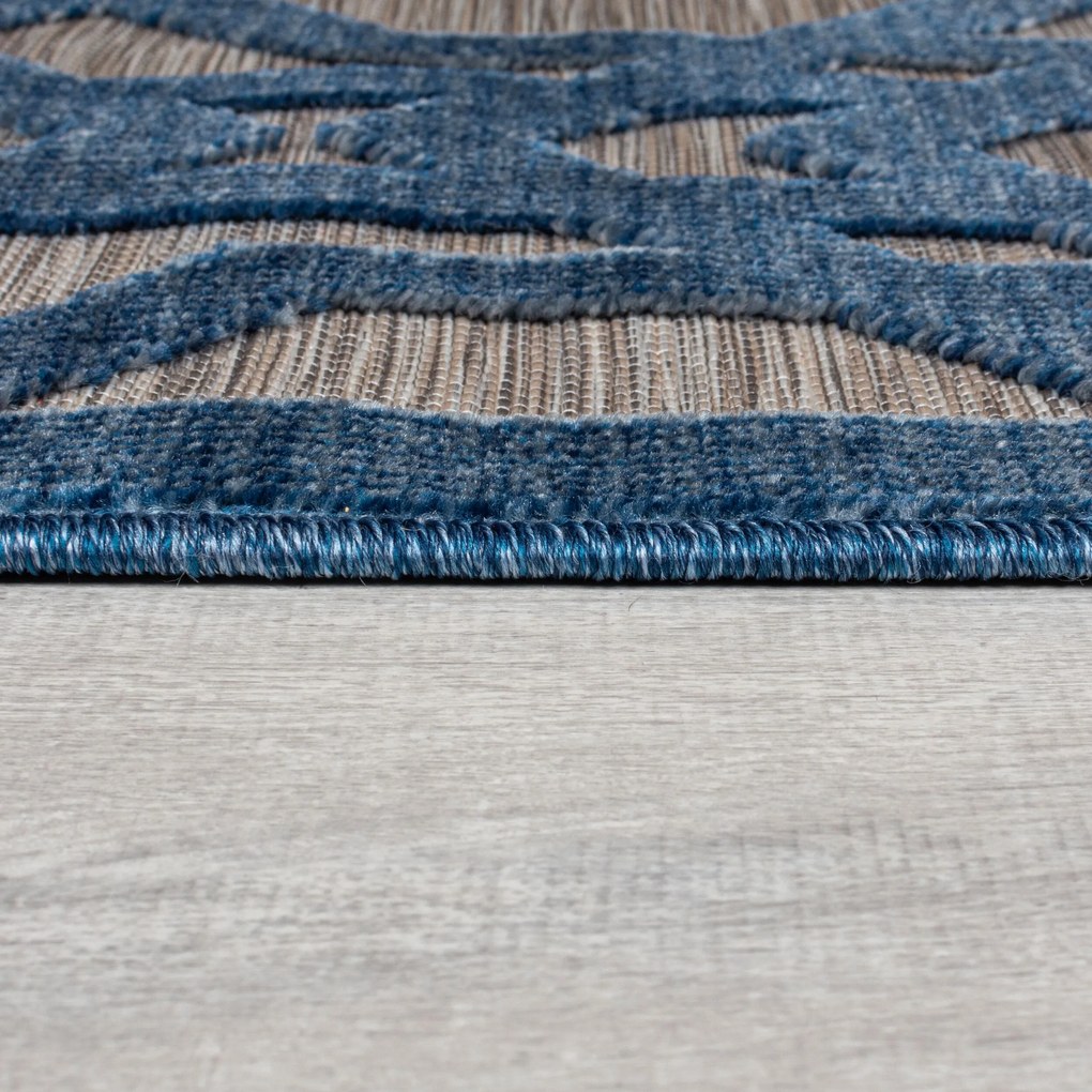 Kusový koberec Piatto Oro Blue – na von aj na doma, 160x230, modrá, chodba / predsieň, Flair Rugs