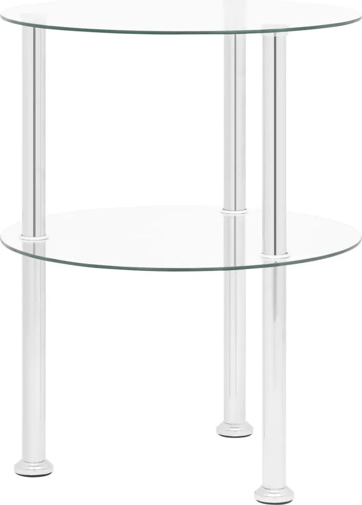 2patrový odkládací stolek průhledný 38 cm tvrzené sklo 322787