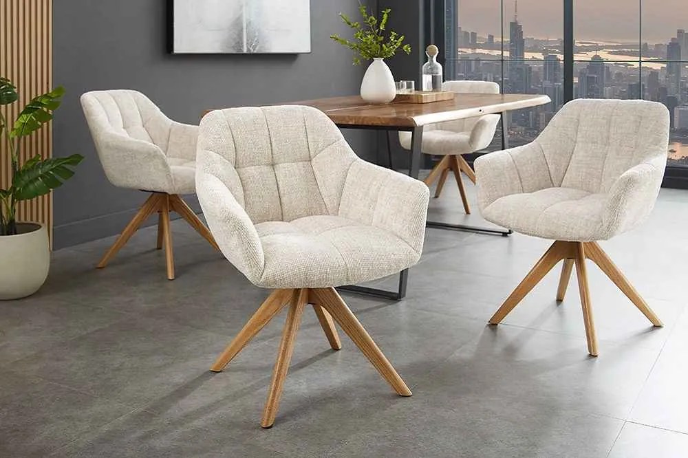 Designová otočná židle Vallerina šampaňská béžová / dub