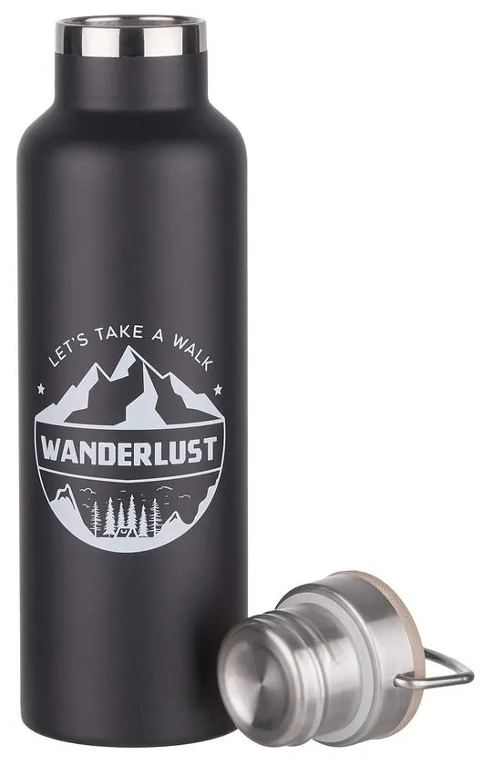 WANDERLUST Termoska s rukojetí 650 ml - černá