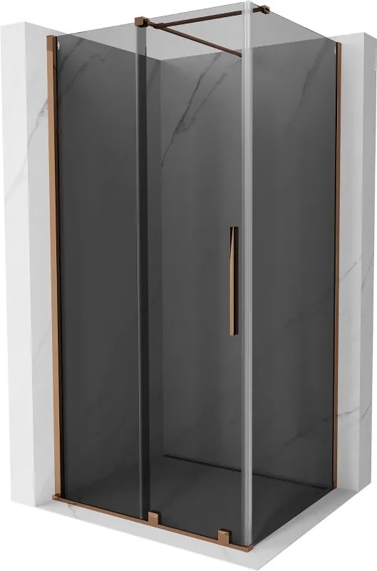 Mexen Velar, sprchový kout s posuvnými dveřmi 100 x 85 cm, 8mm šedé sklo, růžové zlato, 871-100-085-41-60