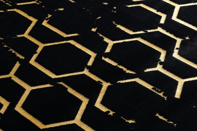 Dywany Łuszczów, Kusový koberec Gloss 407C 86 black/gold, 160x220, černá, chodba / předsíň