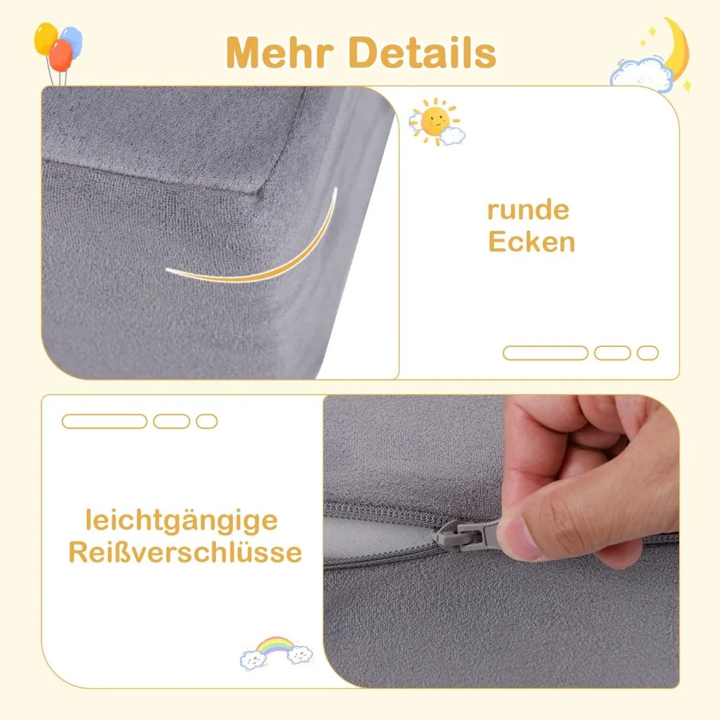 Costway Modulární dětská pohovka 9dílná pohovka na hraní vyrobená z pěnových