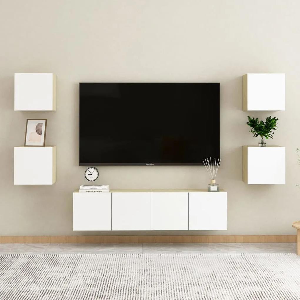 vidaXL Nástěnné TV skříňky 4 ks 30,5 x 30 x 30 cm [804498] Barva: dub sonoma
