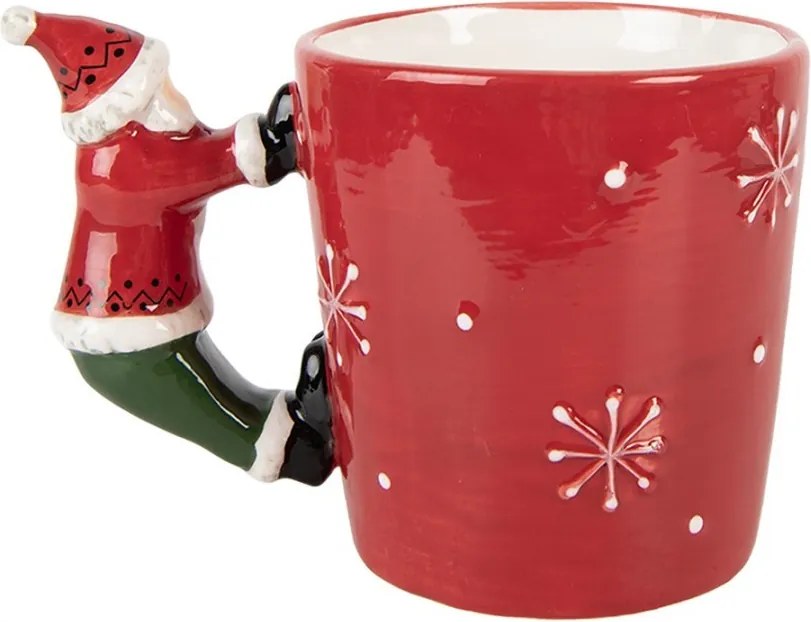 Červený keramický hrnek Santa Claus - 15*10*11 cm / 400 ml